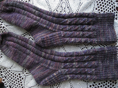 Ravelry: Twilled Stripe Rib Socks pattern by Karen Kahane