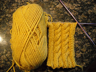 Ravelry: Yellow and Cabled pattern by Kristen Rummel