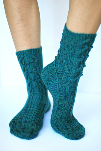 Ravelry: Cable and Bobble Socks pattern by Kirsten Kapur
