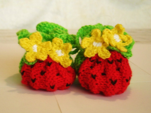 Ravelry: watermelon booties pattern by Liana Graham