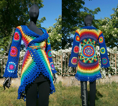 Ravelry: babukatorium's Crochet Coat - Dark Blue Aztec Sun Mandala With ...