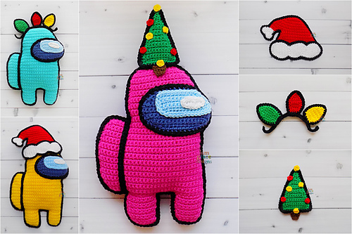 Ravelry: Among Us Christmas Lights Tree Santa Hat pattern by Donna Beavers