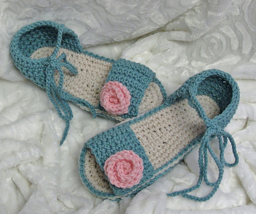Ravelry: 61-Ankle Tie Sandals / Sandales pattern by 3petitesmailles