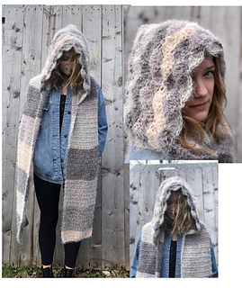 Ravelry: The Claudia Hooded Scarf pattern by Robyn Snyder