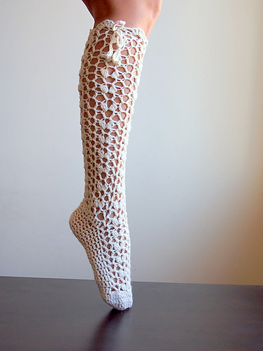 Ravelry Knee High Lace Socks Slippers Pattern By Ana D