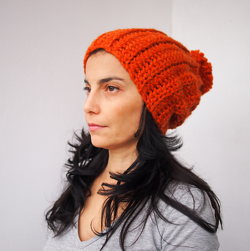 Ravelry: Knit look bulky hat with pom pom pattern by Ana D