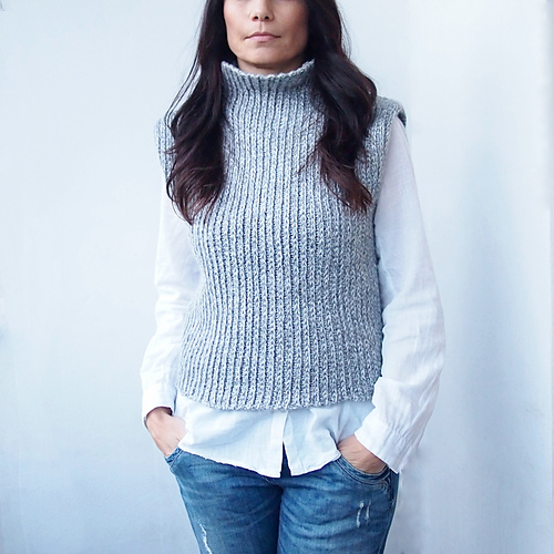Ravelry: Knit look ribbed vest sweater pattern by Ana D