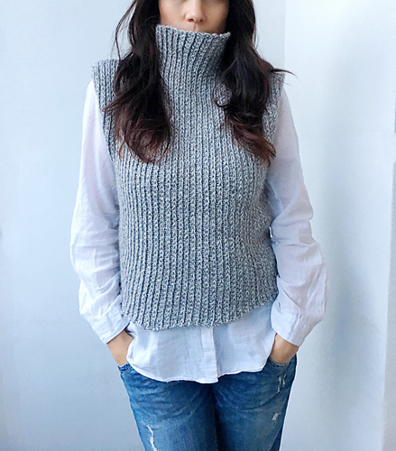 Ravelry: Knit look ribbed vest sweater pattern by Ana D