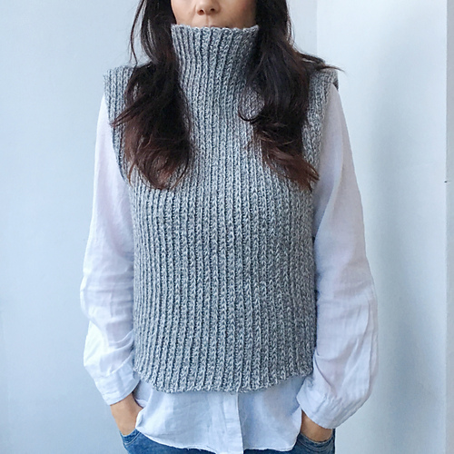 Ravelry: Knit look ribbed vest sweater pattern by Ana D
