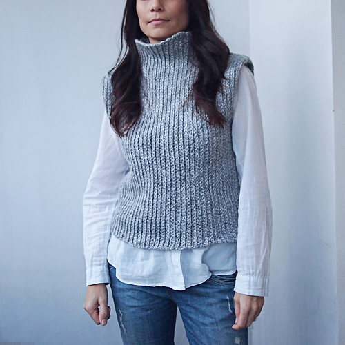 Ravelry: Knit look ribbed vest sweater pattern by Ana D