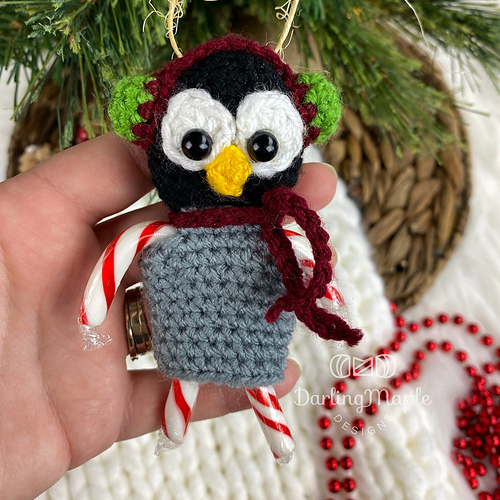 Ravelry: Penguin Candy Cane Ornament pattern by Darling Maple Designs