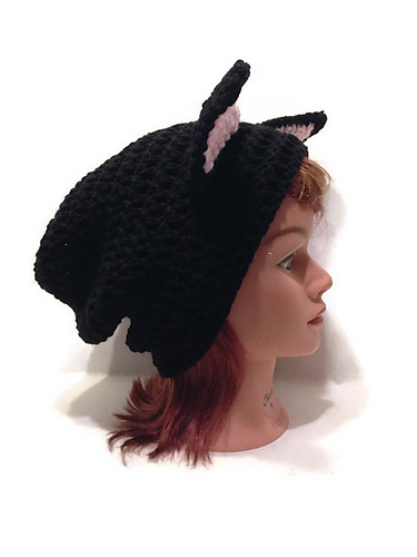 Ravelry: Kawaii Black Slouchy Cat Hat pattern by Megan Sweet