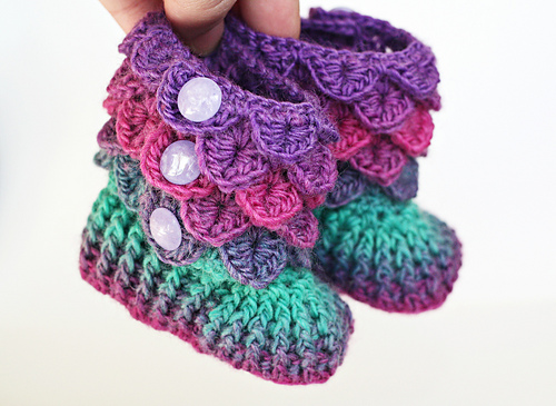 Ravelry: Dragon Slippers Crocodile Stitch Booties pattern by Bonita ...