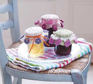 Ravelry: Floral-edged Jam Jar Covers pattern by Nicki Trench