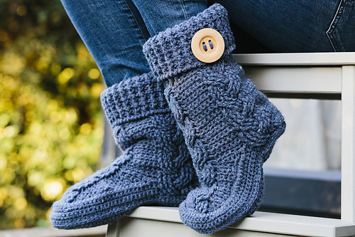 Ravelry: Aran Slipper Boots pattern by Helen Free