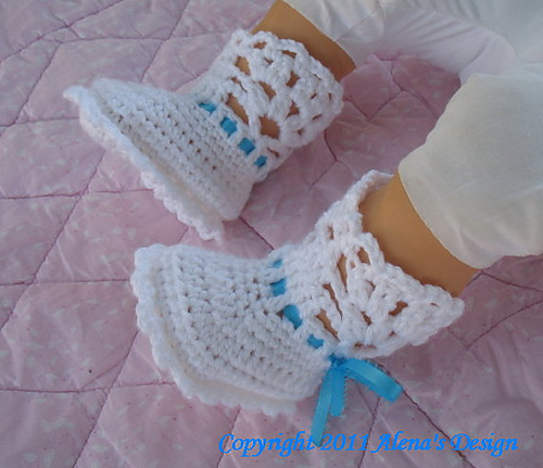 Ravelry: White Lace Top Baby Booties pattern by Alena Byers