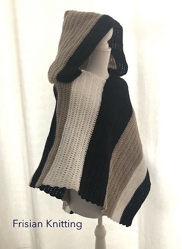 Ravelry: hooded poncho striped pattern by Frisian Knitting