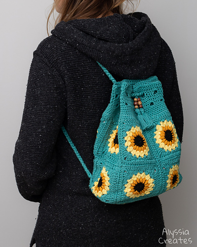 Ravelry: Sunflower Drawstring Backpack pattern by Alyssia Stacey-Orchard
