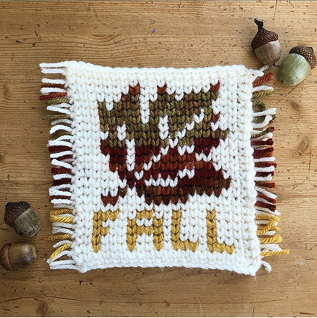 Ravelry: It's Fall! Mug Rug pattern by Amanda Corvello Designs