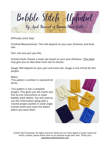 Ravelry: Bobble Stitch Alphabet pattern by April Garwood