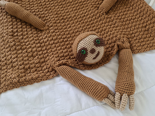 Ravelry: 3in1 Jungle Sloth Baby Blanket pattern by Crafting Happiness