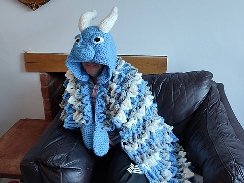 Ravelry: 2in1 Ice Dragon Hooded Blanket pattern by Crafting Happiness