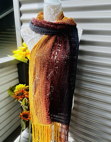 Ravelry: Dragonflies in Amber Scarf/Shawl pattern by Sue Stapleton