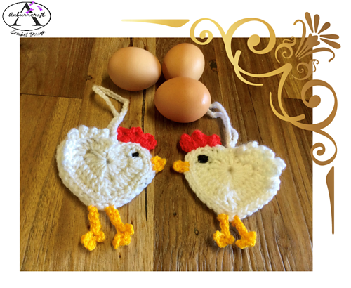 Ravelry: Chicken Kisses Ornament Applique pattern by Sue Stapleton