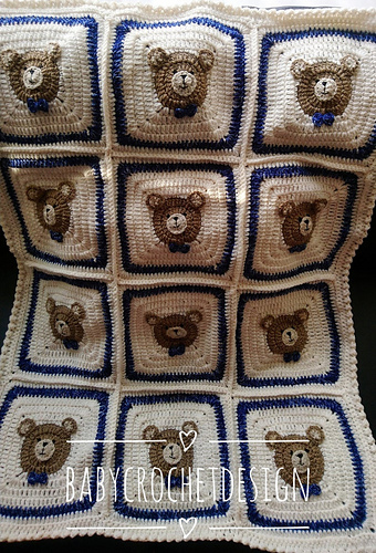 Ravelry: Teddy Bear Tiles Blanket pattern by Donna Browne