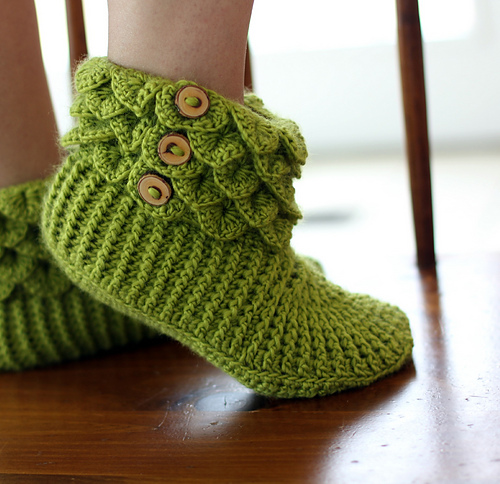 Ravelry: Dragon Slippers Crocodile Stitch Boots (Adult) pattern by ...