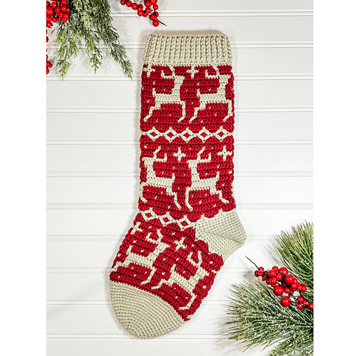 Ravelry: Reindeer Mosaic Stocking pattern by Jamie StGeorge