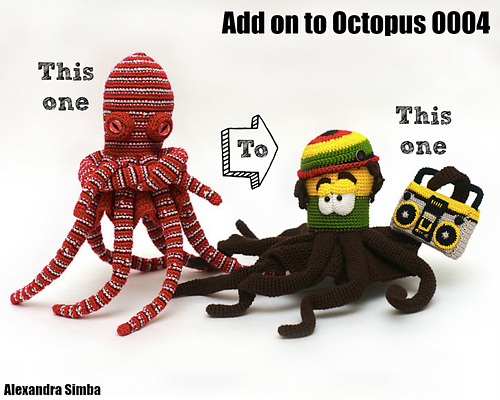 Ravelry: 0007 RastaOctopus Add on to 0004 Octopus pattern by ...