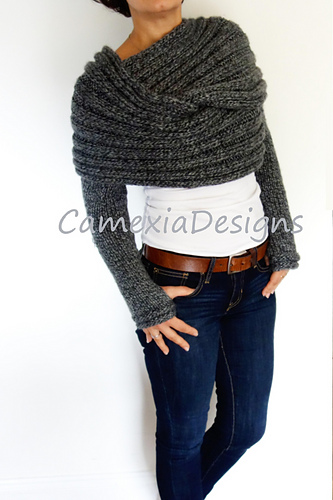Ravelry: Wrap Around Shrug with Sleeves pattern by Camelia Mit
