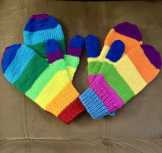 Ravelry: CapacKathy's Rainbow Mittens