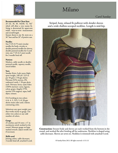 Ravelry: Milano pattern by Carol Sunday