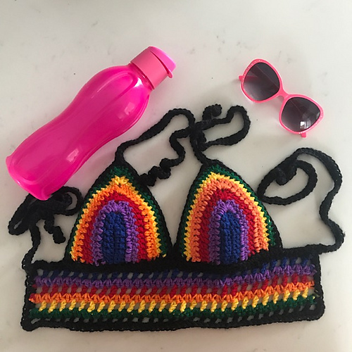 Ravelry: The Rainbow Fringe Bralette pattern by Pam Carr