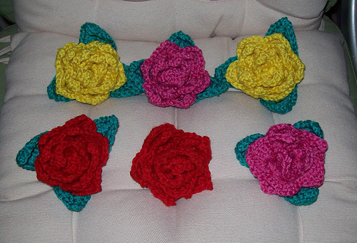 Ravelry: Crochet Rose Spike Petals and One Piece Triple Leaf pattern by ...