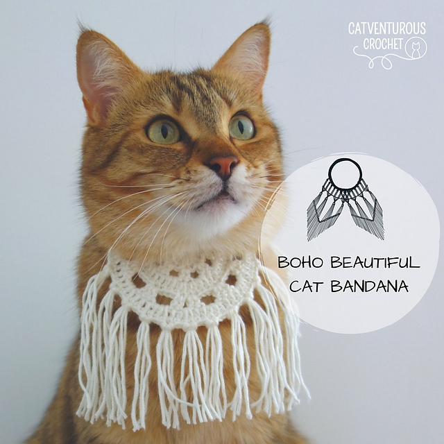 Ravelry: Boho Beautiful Cat Bandana pattern by Charlotte Gillbanks