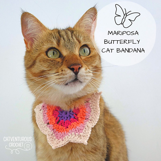 Ravelry: Mariposa Butterfly Cat Bandana pattern by Charlotte Gillbanks