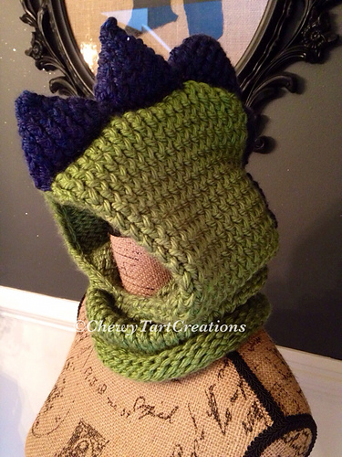Ravelry: Dino Hooded Cowl pattern by Chewy Tart