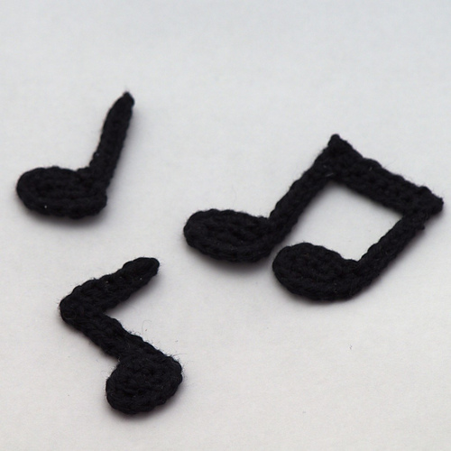Ravelry: Three Different Music note appliques pattern by Carmen Rosemann