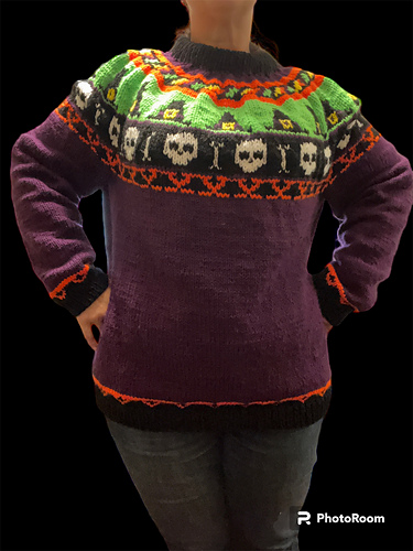Ravelry: Spooky Adult Sweater pattern by CraftyDaizy Design