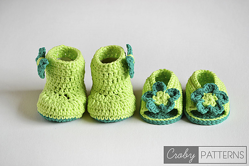 Ravelry: Baby Booties - RAINY SUMMER AND GREEN DELIGHT pattern by Croby ...