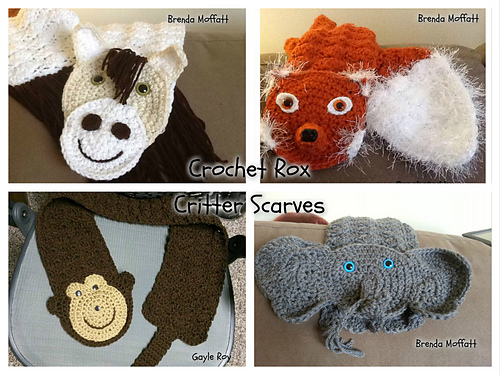 Ravelry: 5 pack Critter Scarf patterns pattern by Roxann Skvarj-Stetzer