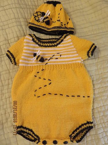 Ravelry: Honey Bee Baby Romper set pattern by Marcelline Simonotti