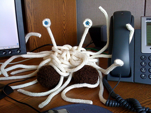 Happy holidays from Flying Spaghetti Monster! (I knitted and crocheted ...
