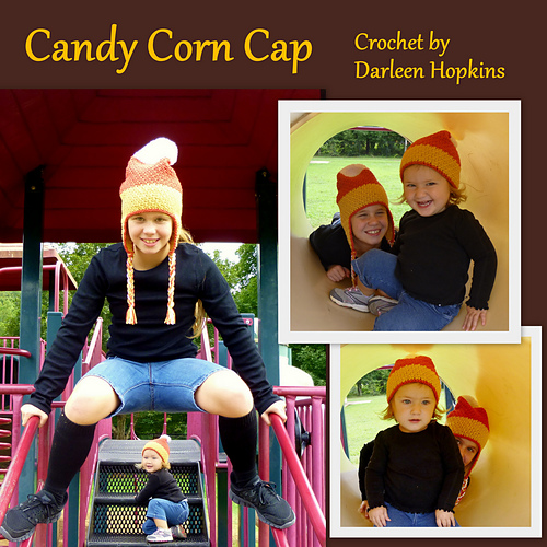 Ravelry: Candy Corn Earflap Hat; Stocking Cap pattern by Darleen Hopkins