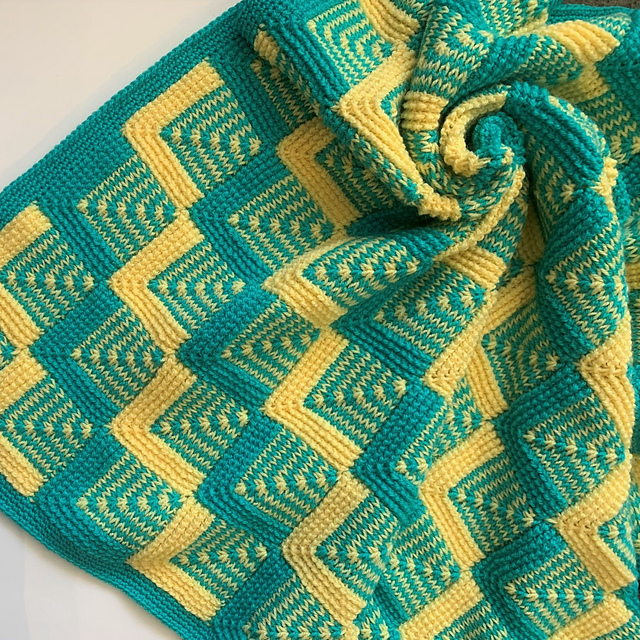Ravelry: Tunisian Blocks and Stripes Baby Blanket pattern by Debra Silva