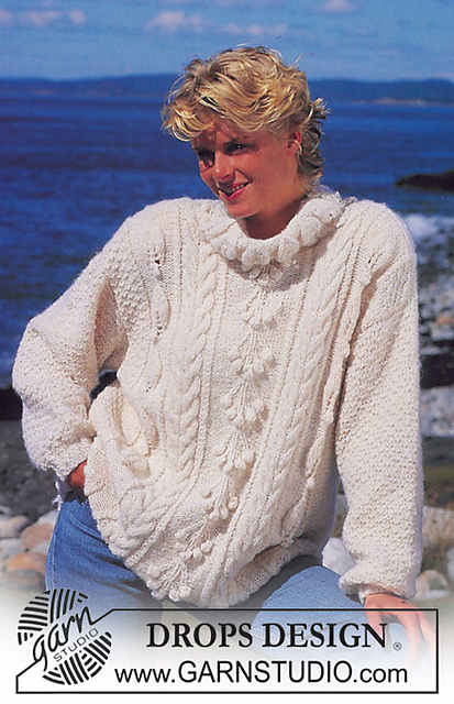 Ravelry: 40-21 Jumper with leaf pattern and cables pattern by DROPS design