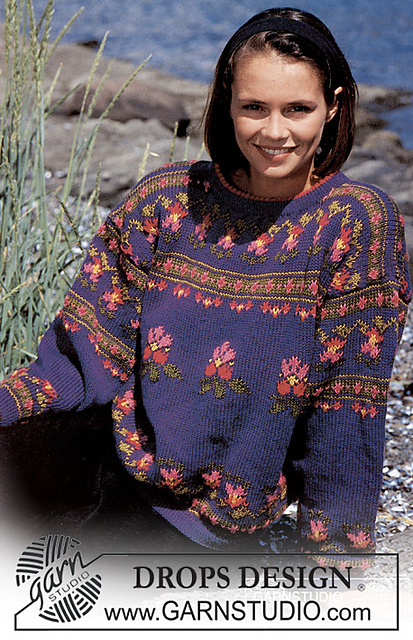 Ravelry: 27-16 Sweater with Pansies pattern by DROPS design